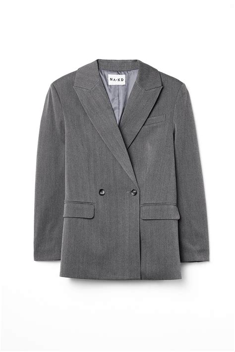Oversized Double Breasted Blazer Grey Na Kd