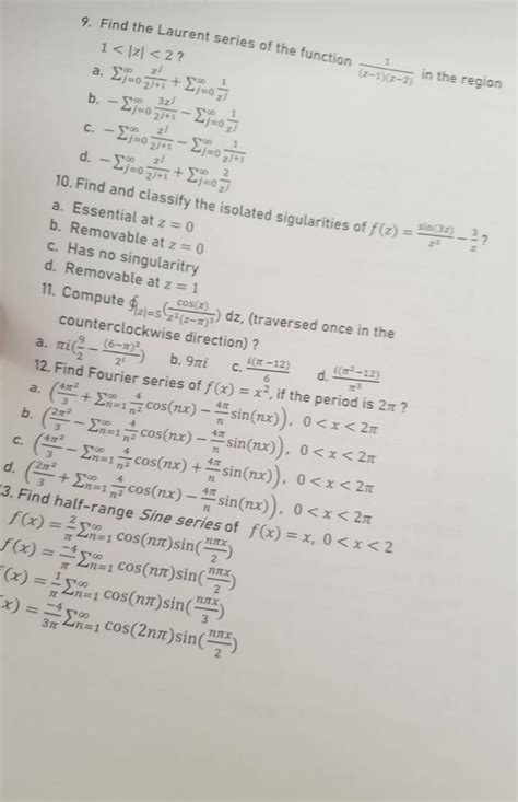 solved 9 find the laurent series of the function 1