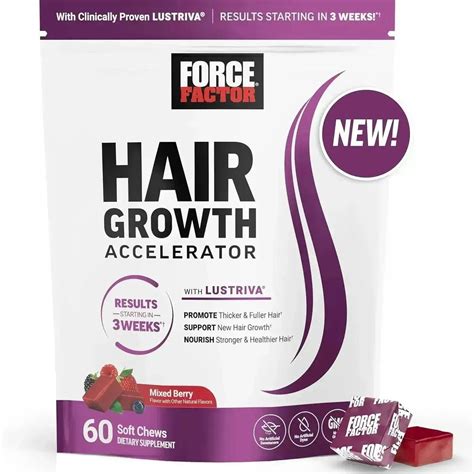 Force Factor Hair Growth Accelerator Mixed Berry 60 Masticables The