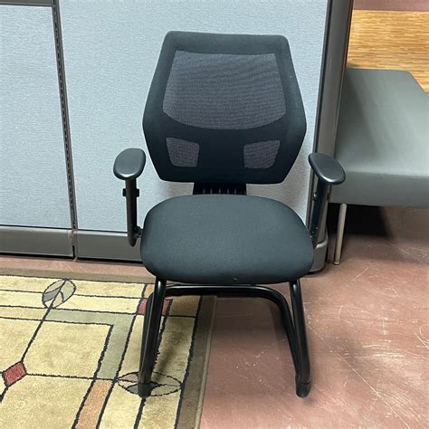 Black Mesh Back Sled Base Chair Redeemed Office