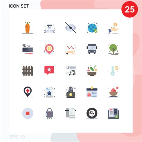 25 Thematic Vector Flat Colors And Editable Symbols Of Help Security Eye Secure Human Editable