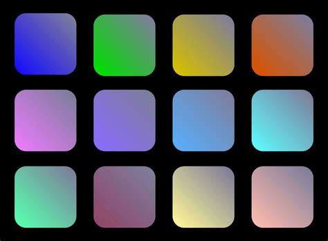 Colorful Flint Color Shade Linear Gradient Palette Swatches Web Kit