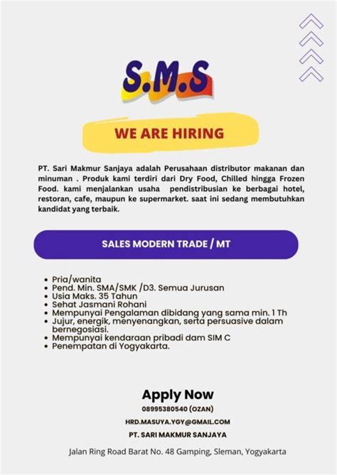 Lowongan Kerja Sales Modern Trade Mt Sales Foodservice Horeca Di