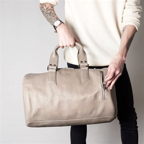 Handmade Substantial Leather Duffle Bag · Grey By Capra Capra Leather