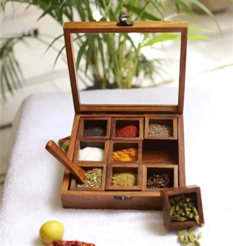 Wooden Handmade Classical Vintage Style Spice Storage Boxes Handmade