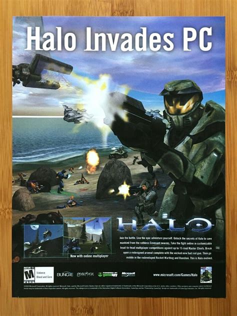 2001 Halo Combat Evolved Original Xbox Pc Print Adposter Official Fps