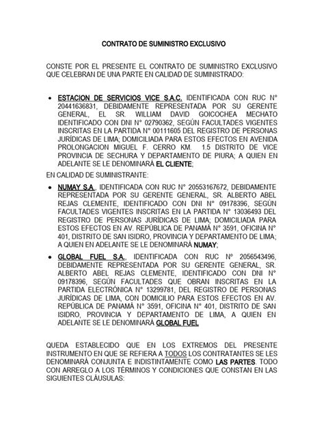 Contrato De Suministro Exclusivo Pdf Arbitraje Derecho Empresarial