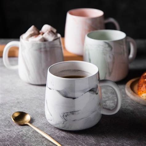Marble Coffee Mugs 152 Oz Capacity Red Black 4 Colors From