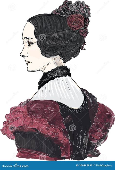 Ada Lovelace Ink Drawing Royalty Free Cartoon