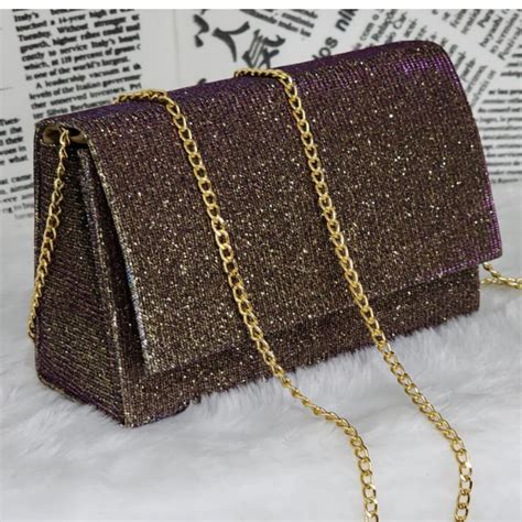 Bolsa De Festa Bolsinha De M O Glitter Al A Corrente Feminina Para Casamento Balada