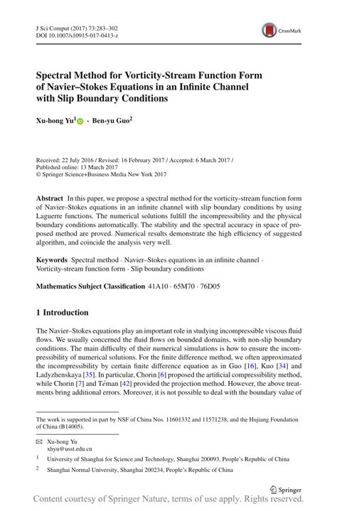 Spectral Method For Vorticity Stream Function Form Of Navier Stokes Equations In An Infinite