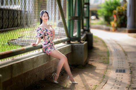 Asian Model Women Long Hair Dark Hair Sitting 1920x1280