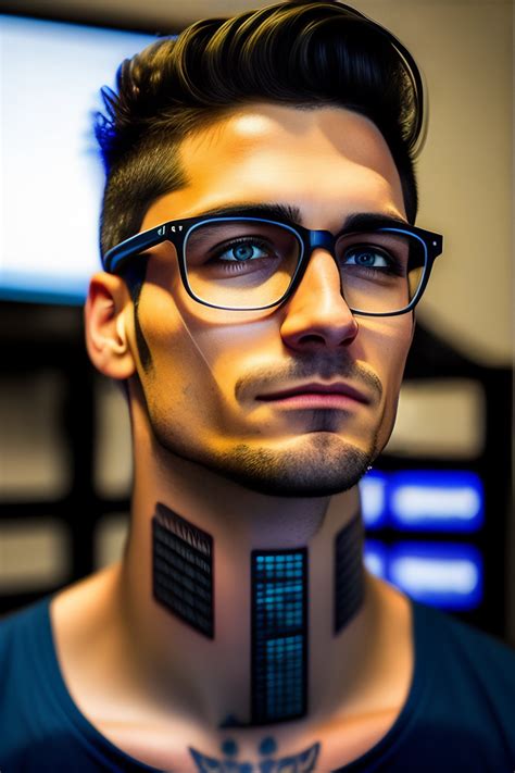 Lexica A Hacker Face Close Up With A Tattoo Of Programming Code In His Face