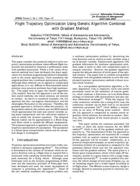 Flight Trajectory Optimization Using Genetic Algorithm Combined Pdf