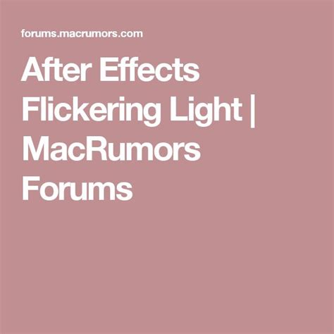 After Effects Flickering Light Macrumors Forums Flickering Lights