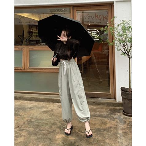 하통이 하이웨스트 커버핏 바스락 아노락 스트링 조거팬츠 4color 에이블리