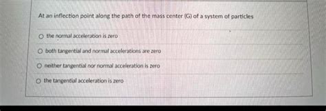 Solved At An Inflection Point Along The Path Of The Mass Center G Of