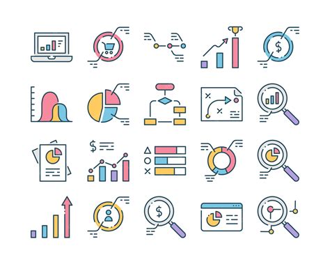 Conjunto De ícones Do Analytics Vetor Premium