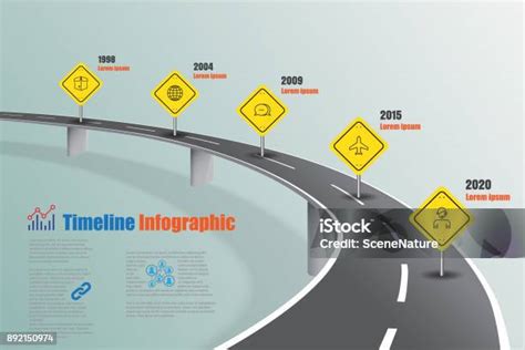 비즈니스도로 지도 타임 라인 Infographic 고속도로 개념 벡터 일러스트 레이 션 기둥 건축적 특징에 대한 스톡 벡터 아트