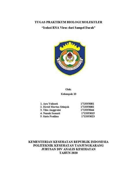 Isolasi Rna Virus Dari Sampel Darah Kel 10 Dikonversi Pdf