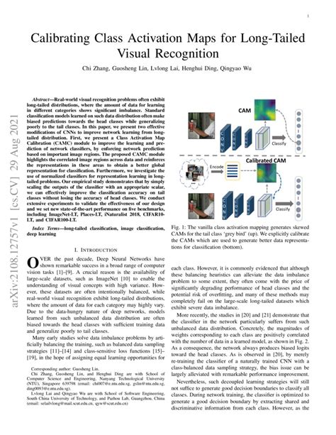 Calibrating Class Activation Maps For Long Tailed Visual Recognition