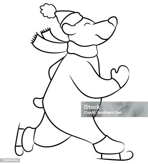 Dessin Animé Dours Polaire De Patinage Vecteurs Libres De Droits Et
