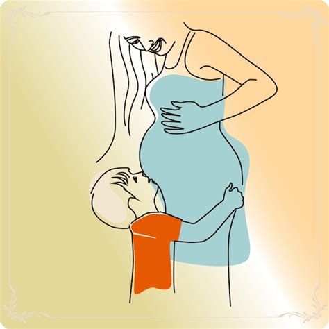 소셜 미디어 템플릿 월페이퍼 패브릭 디자인을 위한 행복한 임신한 엄마와 아이 그림 프리미엄 벡터