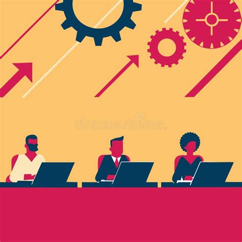 Team Working On A Project Workflow Concept Image Data Analysis Flat Style Stock Vector