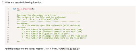Solved 7 Write And Test The Following Function Def