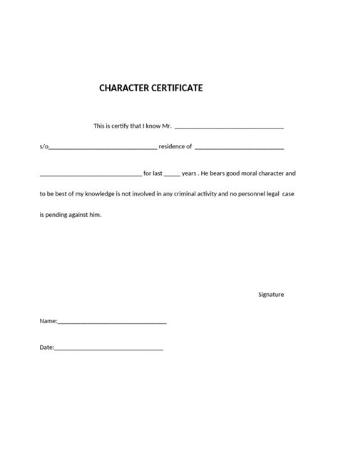 Character Certificate Pdf Character Certificate Pdf