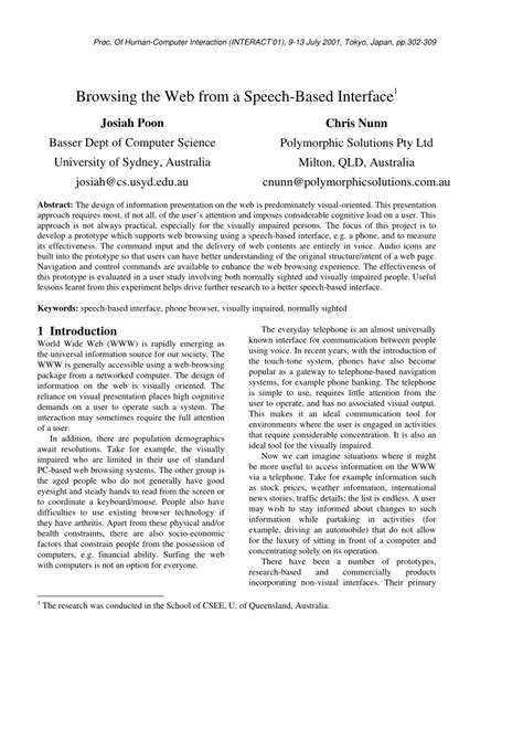 Pdf Browsing The Web From A Speech Based Interface