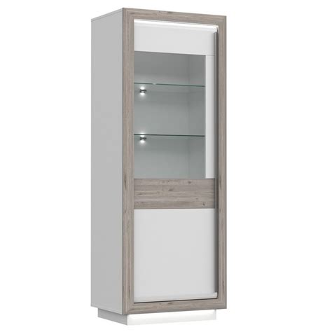 Newroom Vitrine Pouline Vitrine Nelson Eiche Und Weiß Hochglanz Modern