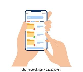 Men Holding Phone Scrolling File Manager Stock Vector Royalty Free
