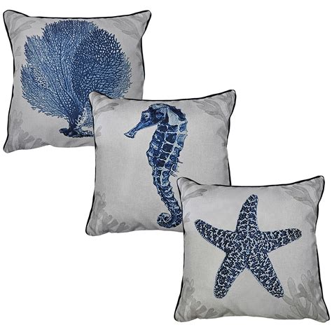 Kit Capas Almofada Linho Praia Cavalo Coral Estrela X