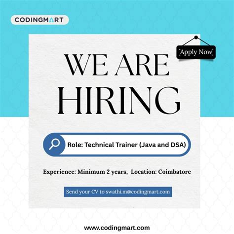Hiring Technicaltrainer Codingmarttechnologies Codingmart Technologies
