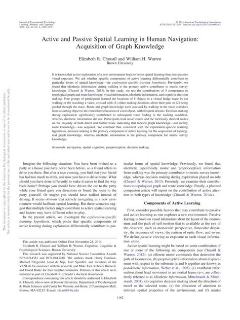 Pdf Active And Passive Spatial Learning In Human Navigation People