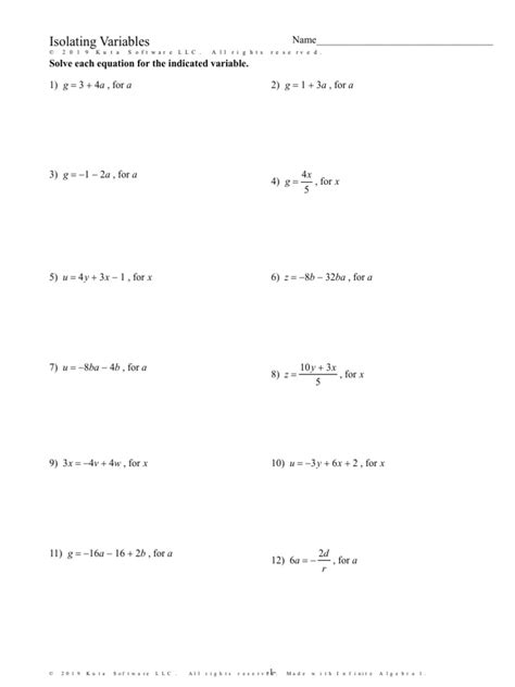 isolating variables with algebra pdf mathematics algebra