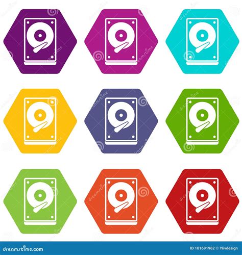 Hexahedron Determinado Del Color Del Icono De Hdd Ilustración Del
