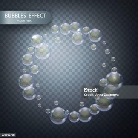 투명 한 체크 무늬 배경에 고립 된 거품을 물 벡터 현실적인 효과 템플릿입니다 무지개 빛깔의 비누 거품입니다 3차원 형태에 대한 스톡 벡터 아트 및 기타 이미지 Istock