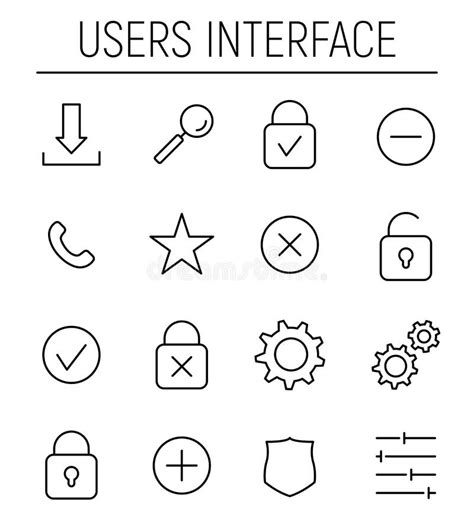Set Of UI Icons In Modern Thin Line Style Stock Vector Illustration Of Decline Logout