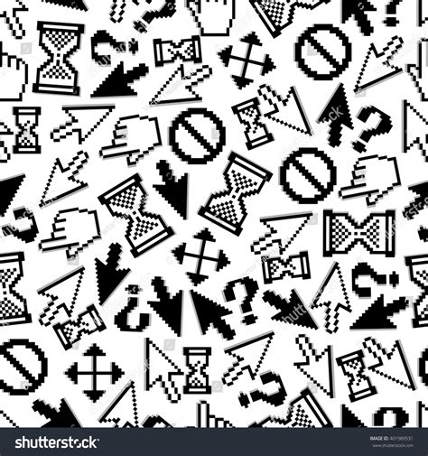 Computer Seamless Pattern Pixelated Symbols Mouse Vector De Stock