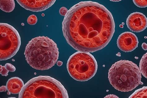 Células Vermelhas Do Sangue Eritrócitos Sob Um Microscópio De Perto Renderização 3d Foto Premium