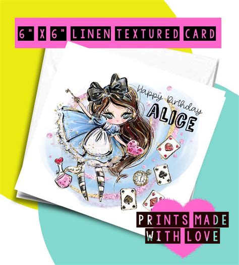 Personalised Alice In Wonderland Birthday Card Happy Birthday Card