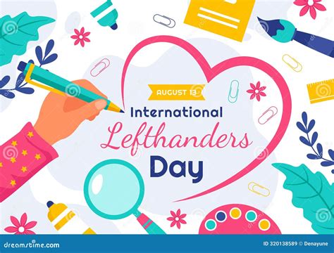 Happy Left Handers Day Celebration Vector Illustration With Raising