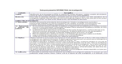 Guía Para La Presentación De Informe Final Pdf Document