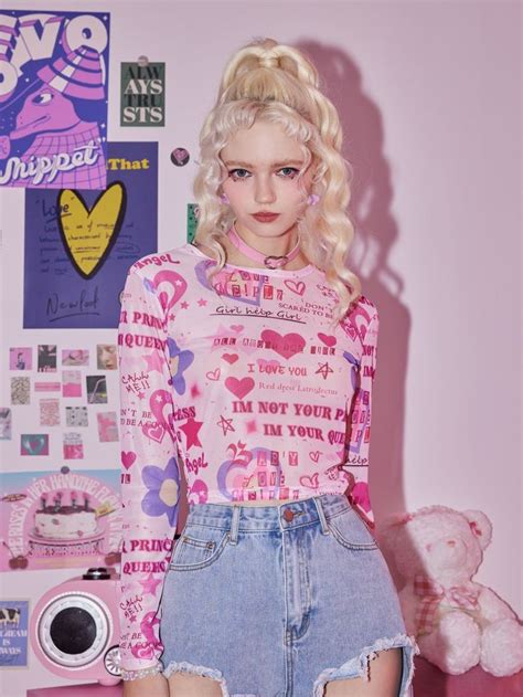 Romwe Kawaii Top Lettre Cœur Et Imprimé étoile Mode En Ligne