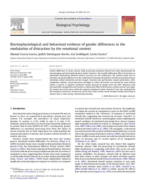 Pdf Electrophysiological And Behavioral Evidence Of Gender
