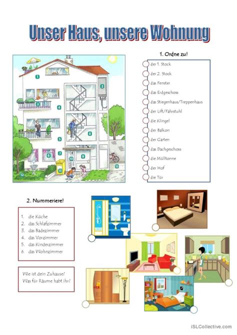 Unser Haus unsere Wohnung bildwörte Deutsch DAF Arbeitsblätter pdf doc