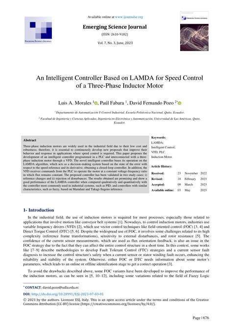 Pdf An Intelligent Controller Based On Lamda For Speed Control Of A Three Phase Inductor Motor
