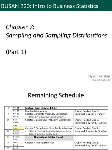 07 Sampling And Sampling Distributions Part 1 Pdf Sampling